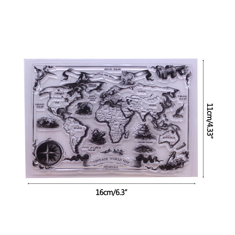 Retro World Map Clear Stamp Seal Handmade Crafts Embossing Decor | eBay