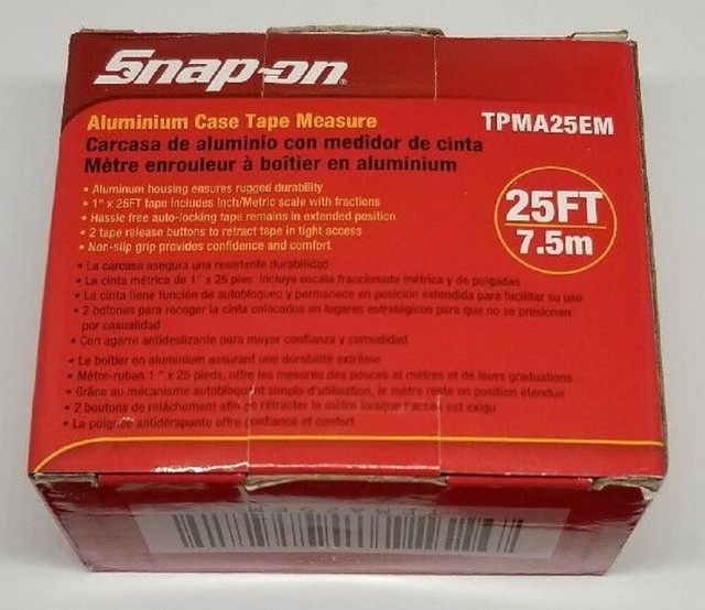 Snap-on Tools Aluminium Case 25 Foot Tape Measure TPMA25EM Ships for ...