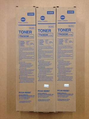 3pk Genuine Konica Minolta TN303K Black Toner 950367 (7135) SAME DAY ...