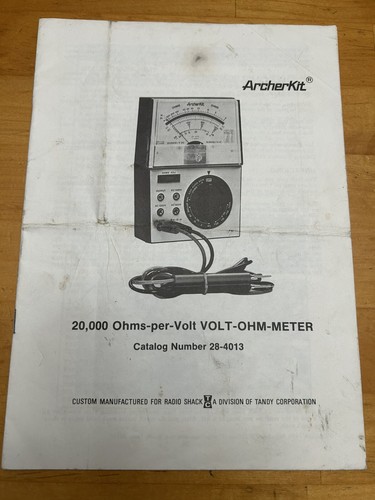 ArcherKit Multimeter Volt Ohm Meter 28-4013 Manual Instructions Radio ...