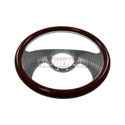 Wood Veneer Wing Billet Aluminum Steering Wheel Street Hot Rat Rod ...