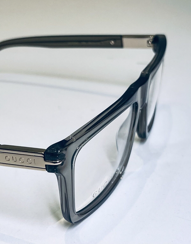 GUCCI GG1504O 008 Gray Transparent Eyeglasses 56 18 145 Authentic w ...