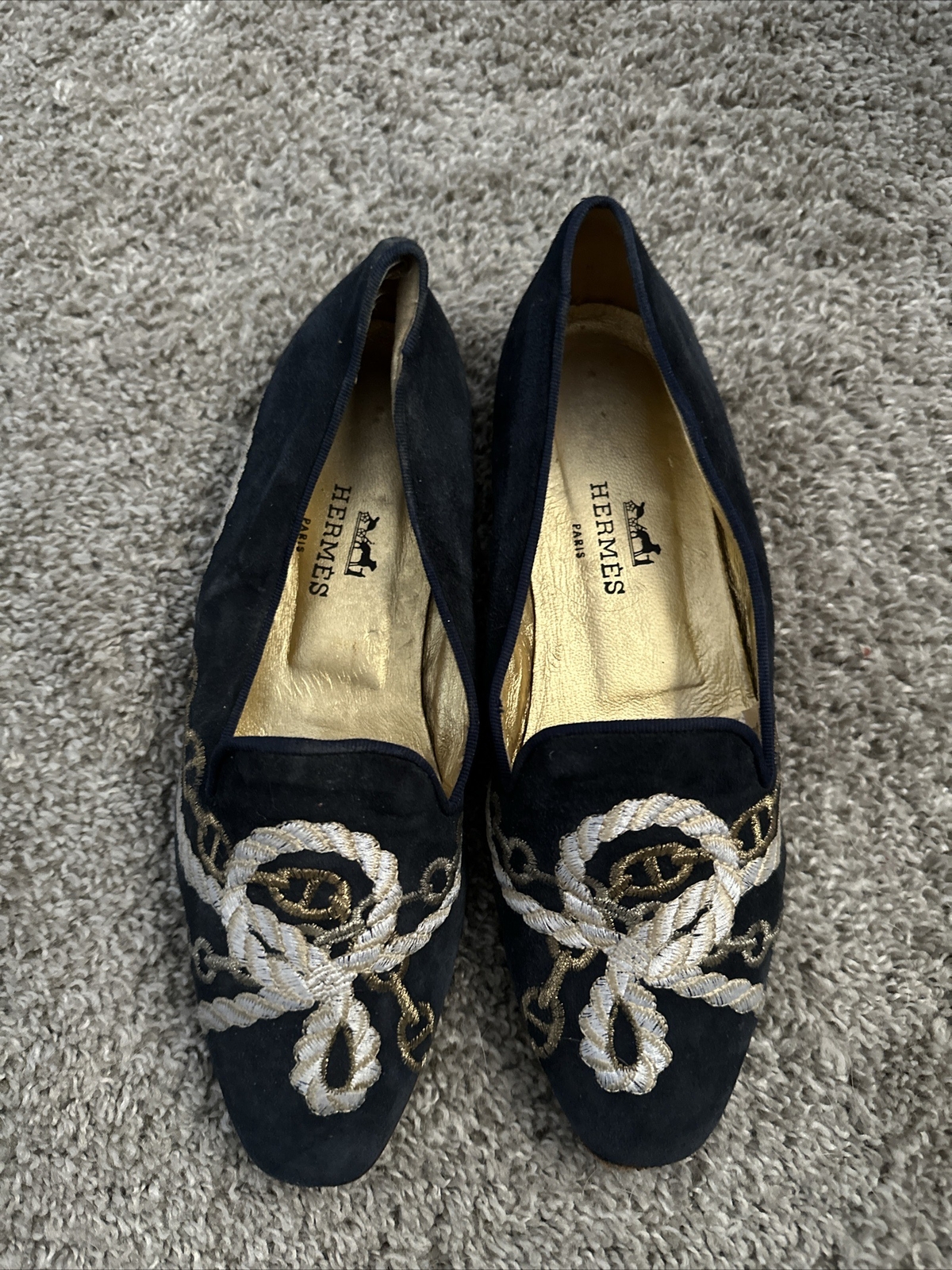 RARE authentic Hermes Nautical Theme embroidered flat… - Gem