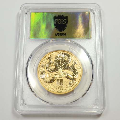 2024 PCGS ULTRA MS70 Australia 1/2 oz Silver Year Dragon Gold Gilt Coin ...