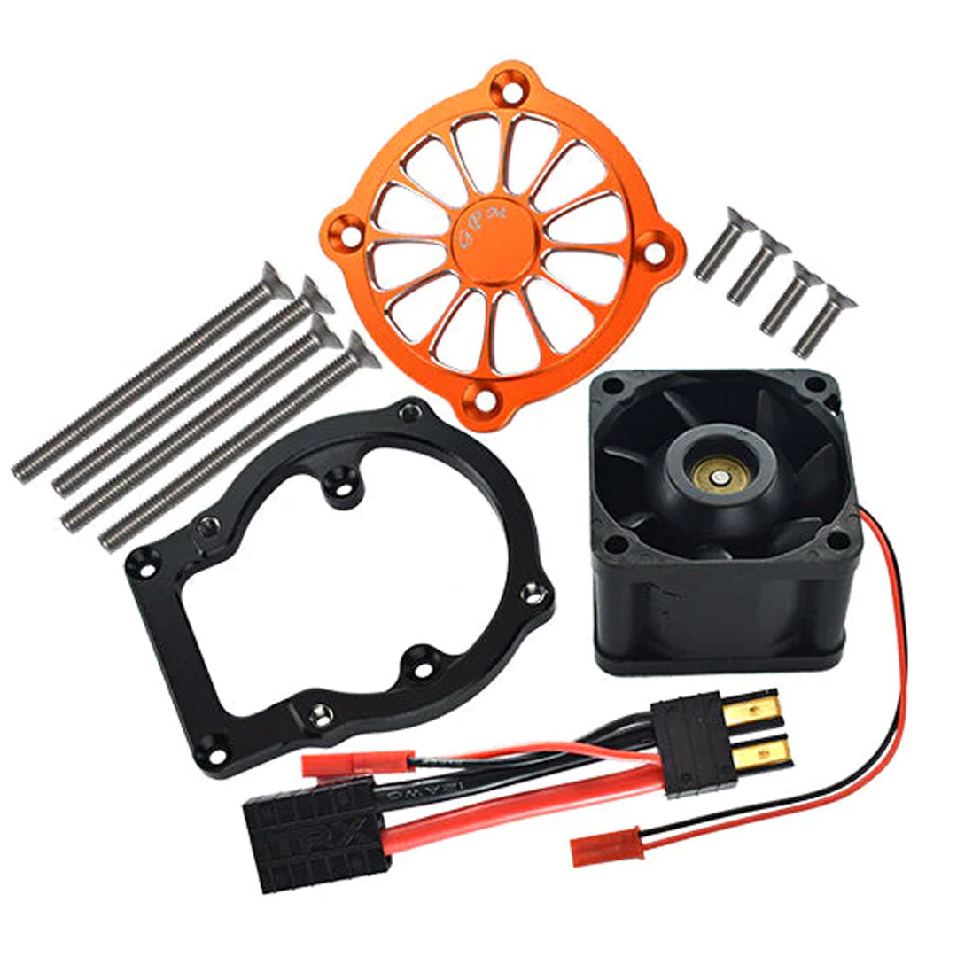 GPM Racing Aluminum 6061-T6 Motor Heatsink w/ Cooling Fan Orange : 1/8 ...