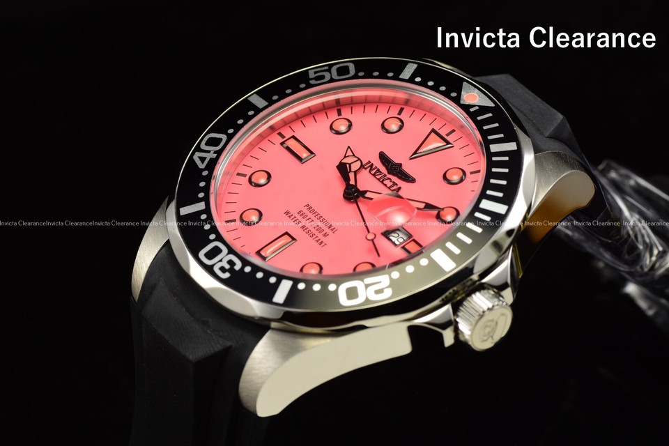 Invicta Grand XXL 60mm NIGHT VISION RED MARK Quartz LUME DIAL Silicone ...