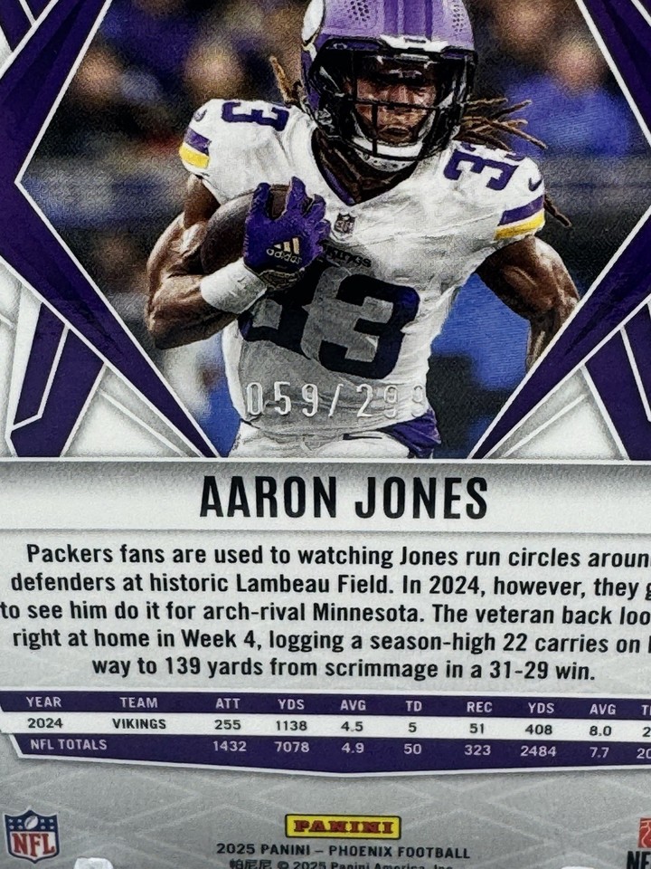 2025 Panini Phoenix - Aaron Jones #85 Pink Winter /299 | eBay