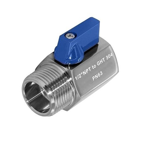 Stainless Steel Garden Hose Shut off Valve, GHT Female to 1/2 FHT to 1/ ...