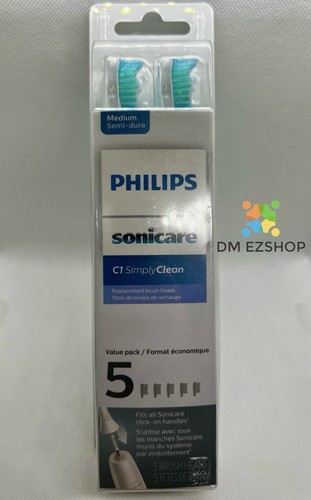 NEW Philips Sonicare C1 SimplyClean Toothbrush Brush Heads 5pk HX6015 ...