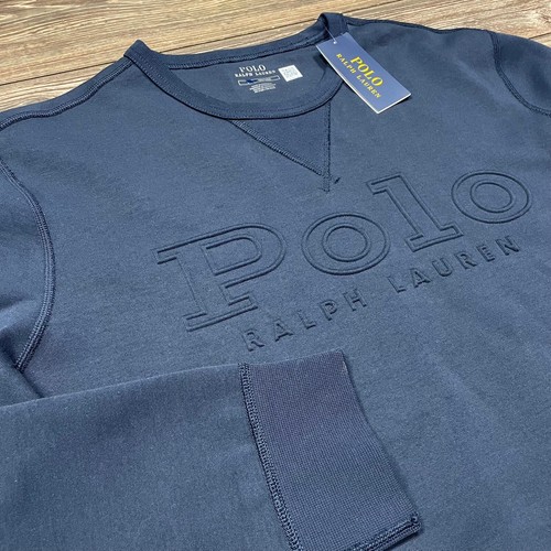 Polo Ralph Lauren Men’s Embossed Logo Double-Knit Sweatshirt Navy Size Large NWT | eBay