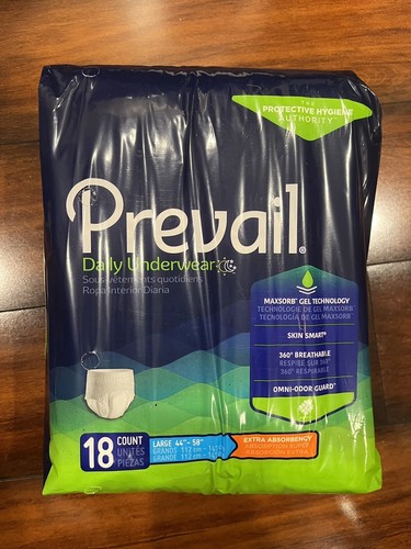 Prevail Daily Disposable Underwear 18ct Large 44-58" Extra Absorbency ...