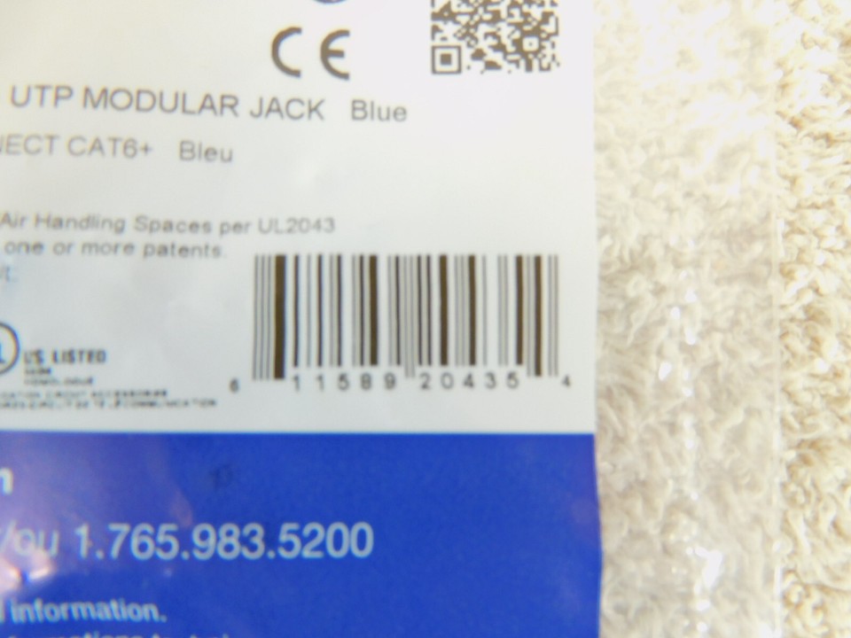Category 6+ Modular Jack, T568 A/B UTP Blue Belden RV6MJKUBL-S1 ...