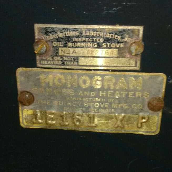 1930s Quincy stove mfg monogram Oil Burner Porcelain/Enamel | eBay