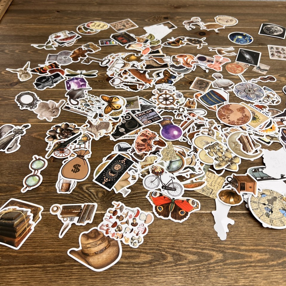 270 pcs Random Stickers Retro Brown Decals for skateboard, phone or ...