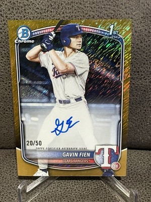 🔥Gavin Fien 2025 Bowman Draft 1st Gold Shimmer Auto #20/50 Texas ...