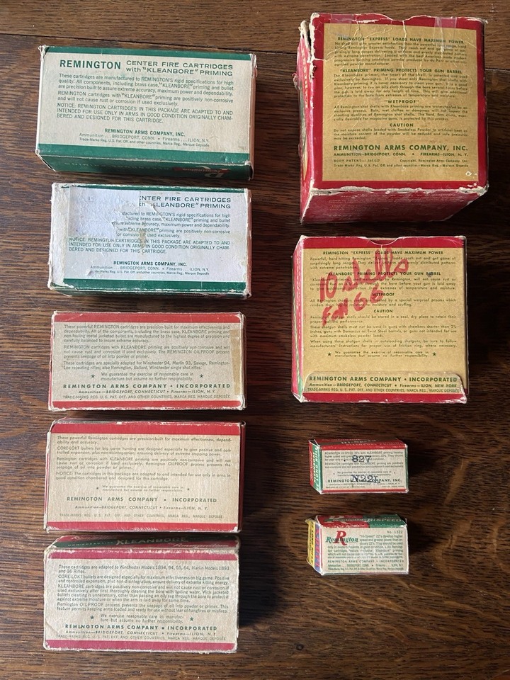 Lot Of 9 Vintage Remington Empty Ammo Boxes / Antique Empty Cartridge ...