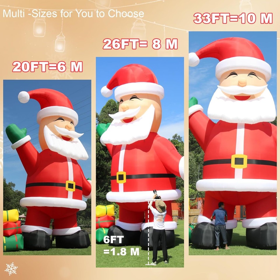 20FT 26FT 33FT Giant Inflatable Santa Claus Fit Outdoor Christmas ...