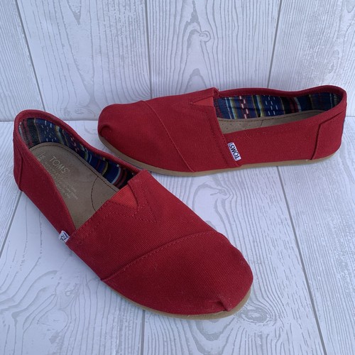 TOMS Alpargata Classic Slip On Casual Flats Shoes Red Women's Size 9 M ...