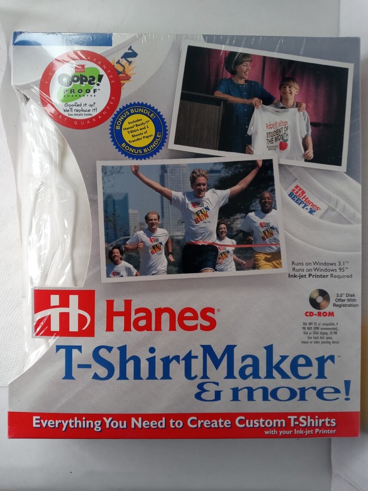 Vintage Hanes T-Shirt Maker & More PC CD-ROM / T Shirt Design Kit ...