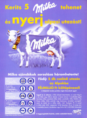 MILKA CHOCOLATE AD #1 MAGAZINE promo AD FOREIGN VERY RARE AD PURPLE COW ...