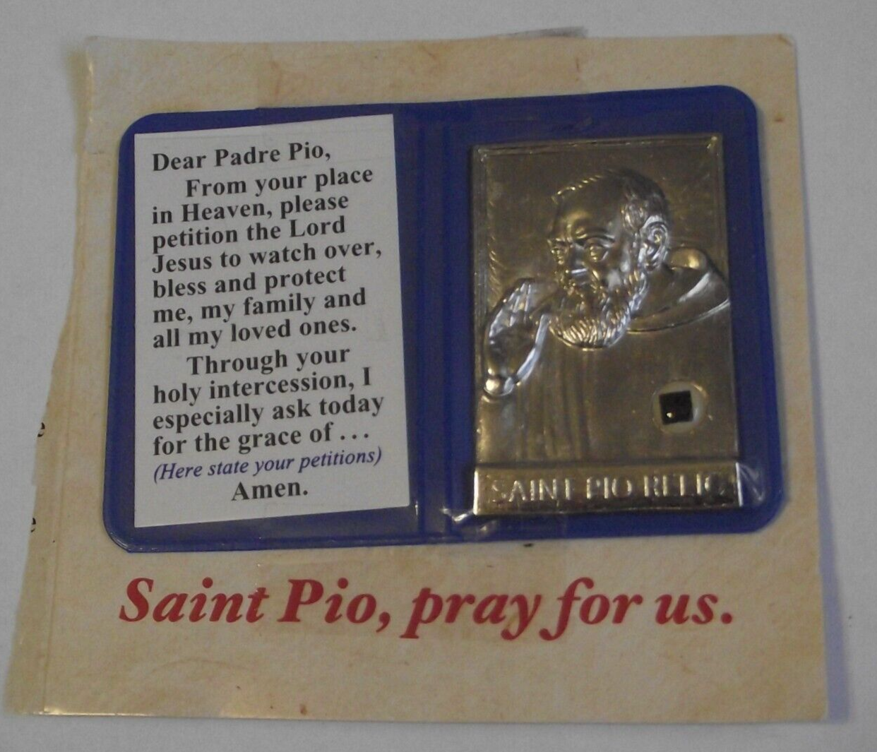 New medal pocket shrine stigmata St Padre Pio relic folder shrine ...