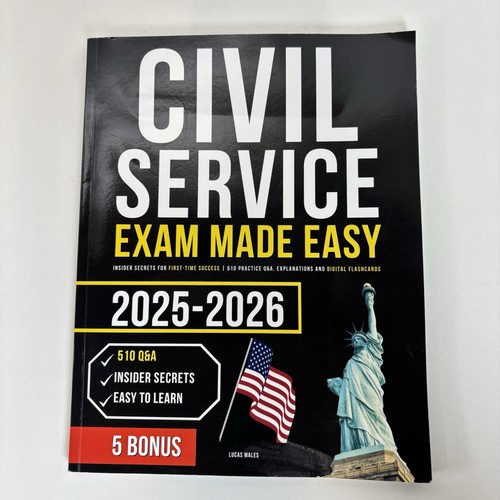 Civil Service Exam Made Easy 2025–2026 Prep Book 510 Q&A Lucas Males VG ...