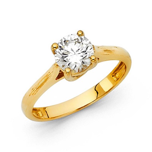 GOLD - 14K Yellow Gold Cubic Zirconia Engagement Ring | eBay