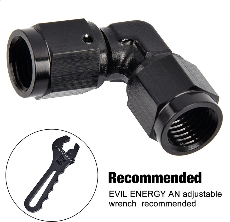 Female 6AN to Female 6AN 90 Degree Swivel Coupler Union Fitting Adapter ...