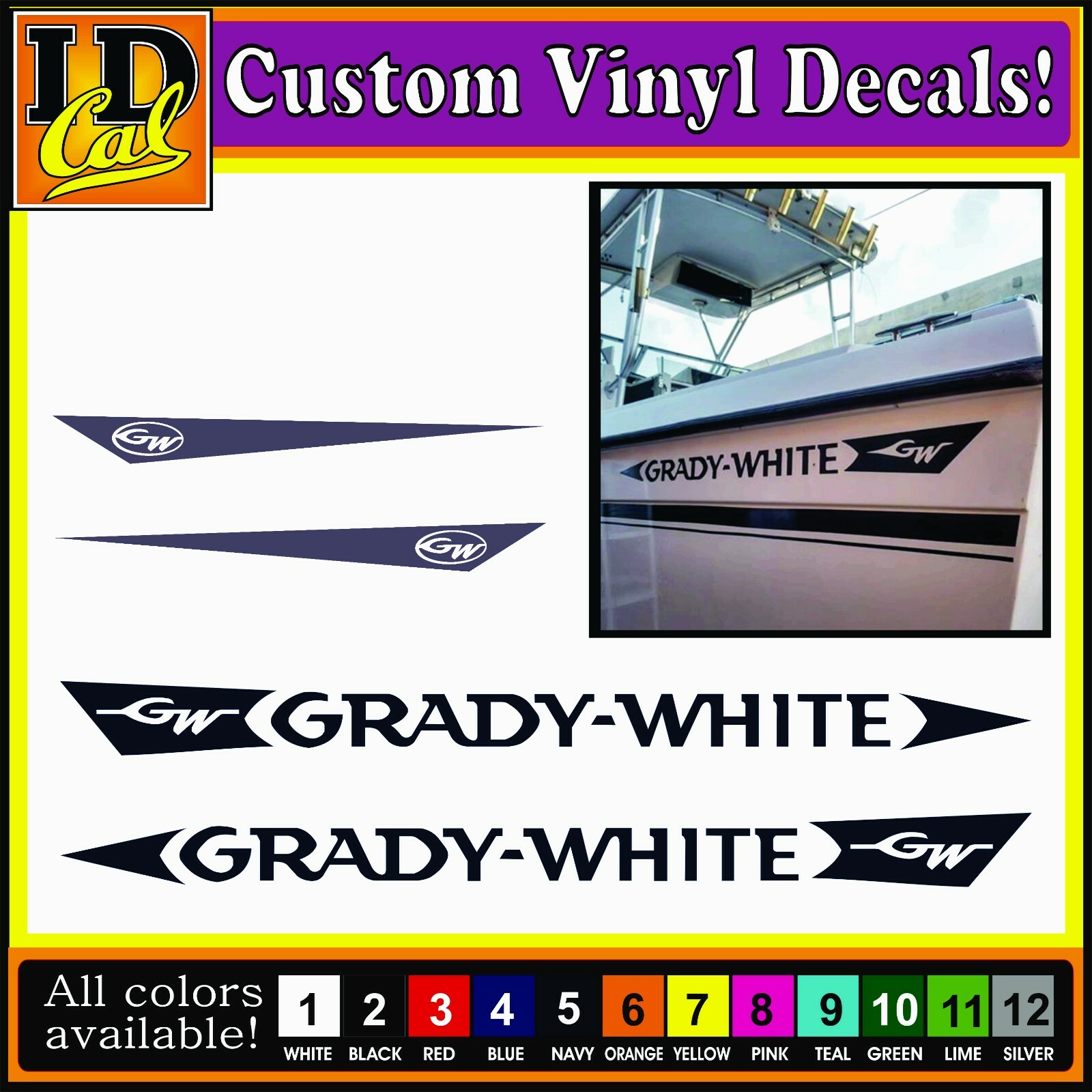 GRADY WHITE Replacement Boat car truck marine fishing decals stickers ...