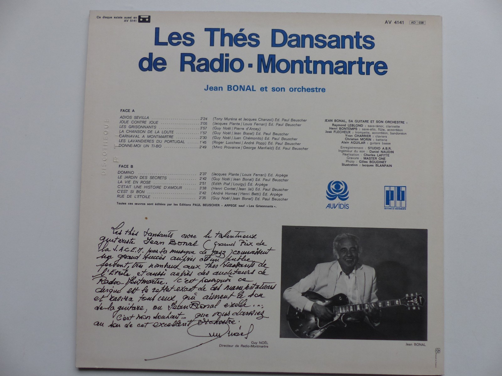 JEAN BONAL Thés dansants de Radio Montmartre AV 4141 | eBay