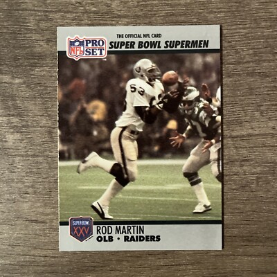 1990 Pro Set Rod Martin Raiders #99 SB All-Time Team Silver Anniversary ...