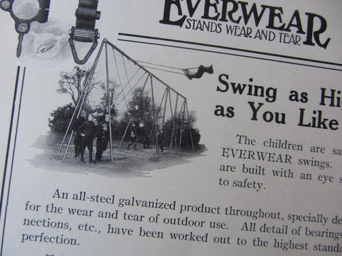 1915 Ad * Everwear Mfg Co Springfield Ohio SWINGS Children Playground ...