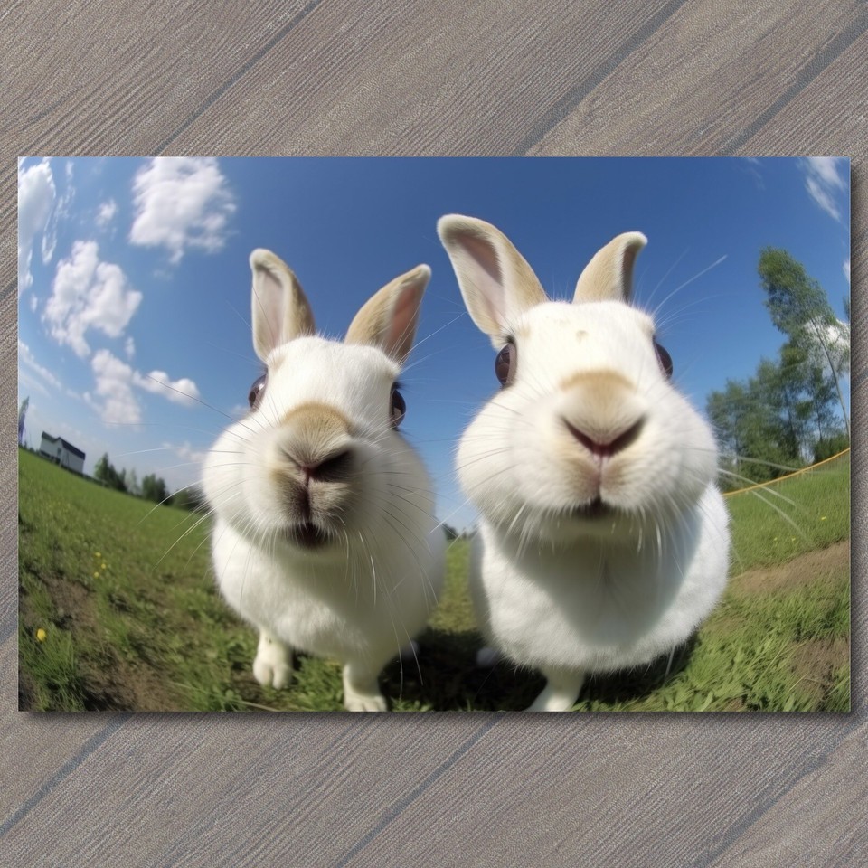 8.5x11" Fisheye Bunny Rabbits - Adorably Cute Perspective | eBay