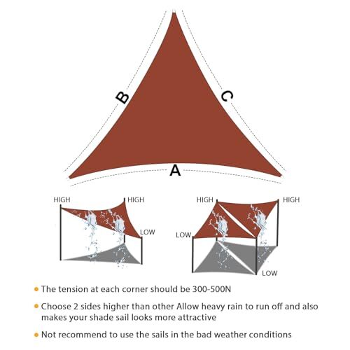 Waterproof Sun Shade Sail 1 2' x 1 2' x 1 2' Rust Red Waterproof ...