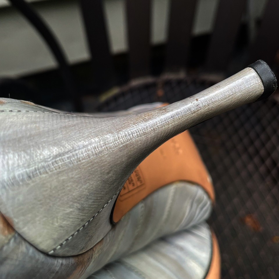 Hugo Boss Italy Sz 38 EU/7.5 US Gray Reptile Leather Peep Toe Pump ...