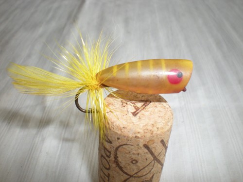 Vintage Heddon Fly Rod Popper Spook - Yellow & clear YLW Stripes - VG ...