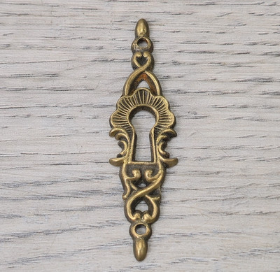 Antique Brass Narrow Keyhole Cover Escutcheon Plate Vertical Cabinet ...
