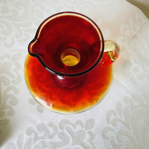 Vintage Amberina Red Yellow Rainbow Glass Picture Hand Blown Small ...