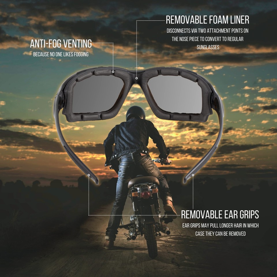 Motorcycle Riding Glasses Wrap Sunglasses for Night Driving Black ...