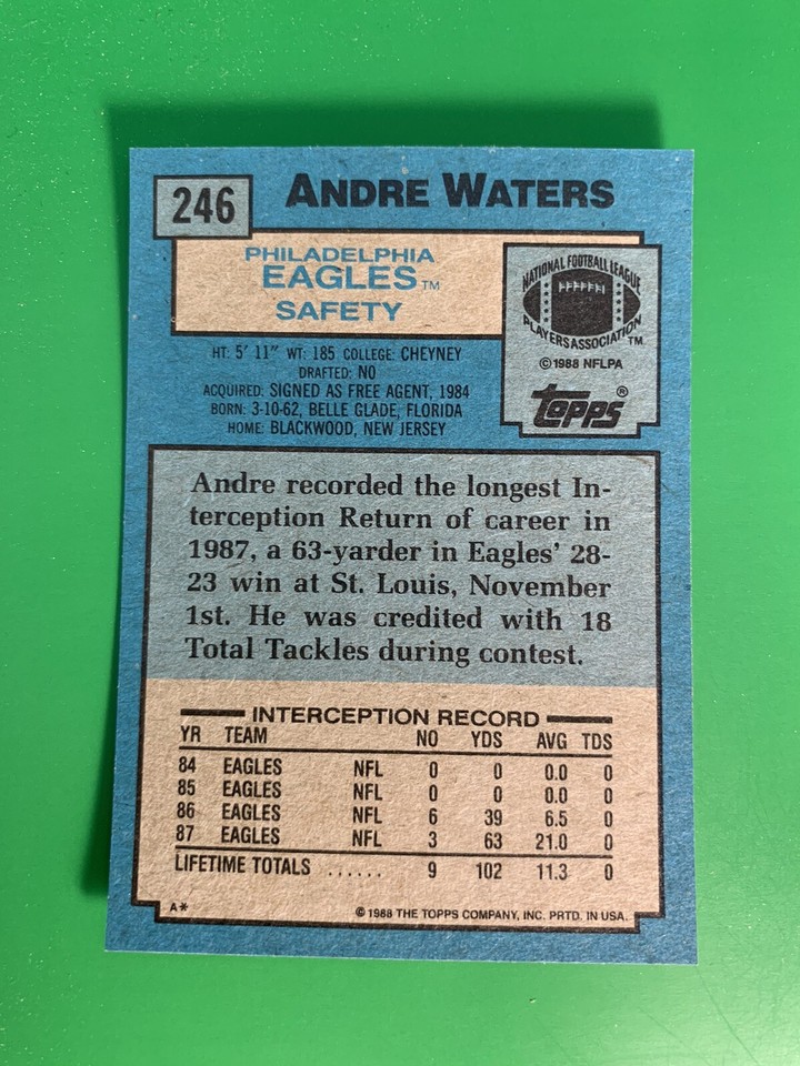 1988 Topps Andre Waters #246 Philadelphia Eagles | eBay