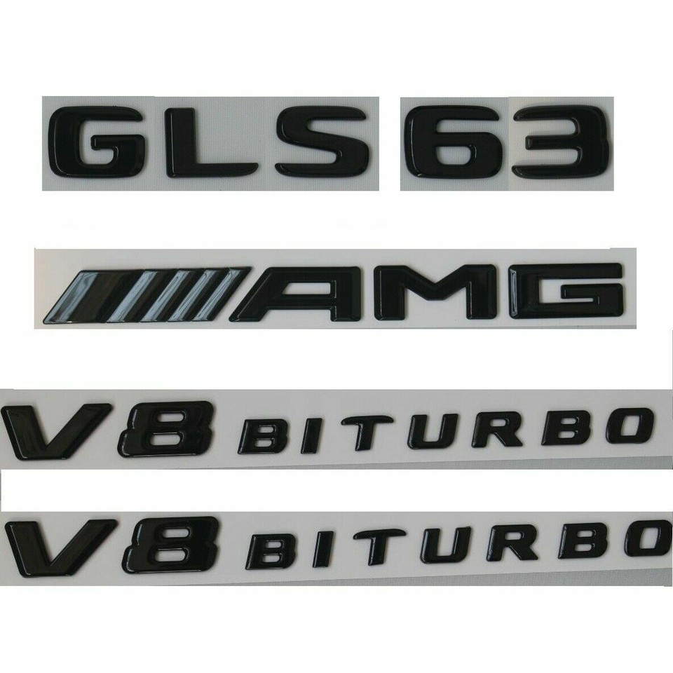 Gloss Black Letters GLS63 AMG V8 BITURBO Badges Emblems for Mercedes ...