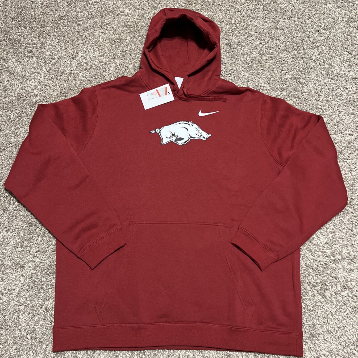 Nike Arkansas Razorbacks Club Fleece Red Pullover Hoodie Jacket Men’s ...