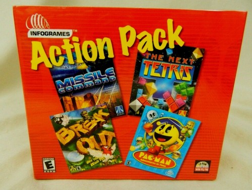Action Pack Computer Games CD ROM Pac-Man Break Out Tetris Sealed ...