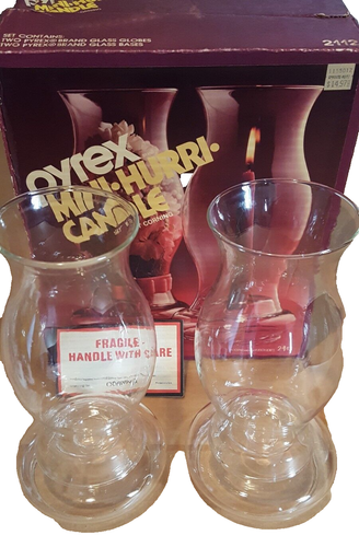 Pyrex Glass Hurricane Lamps 10 Inch Candlestick Candle Holders Vintage ...