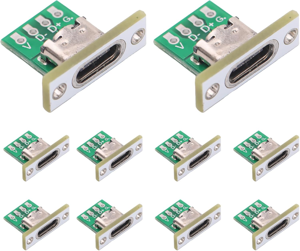 10PCS DIY OEM Type C Female Connector,Usb C Panel Mount Converter with ...