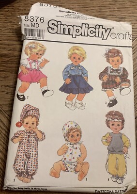 Simplicity 8376 Baby Doll Clothes Craft Sewing Pattern Size 15-16 ...