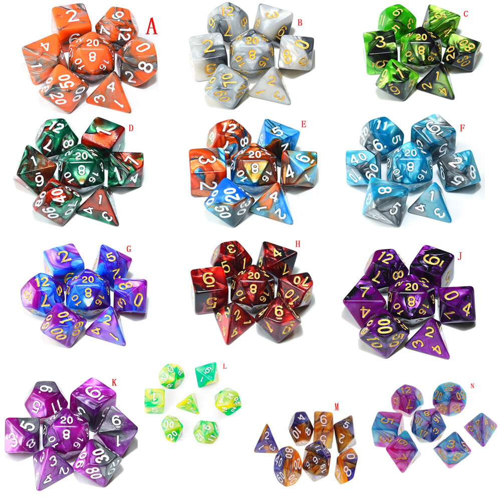 for RPG DnD Mixed Color Dice Double-Colors Acrylic Dice Polyhedral Dice ...