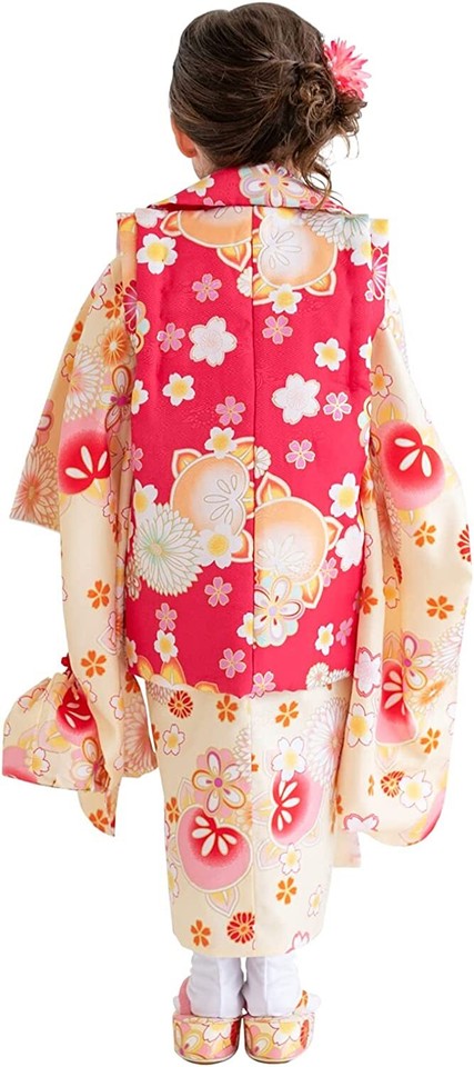 Kimono Set Girls Ceremony Celebration Shichigosan Formal Dress Yellow ...