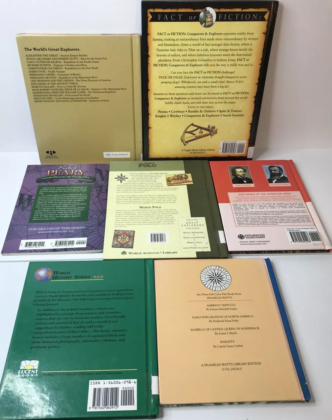 Explorers Conquerors History Set of 7 Books Marco Polo Columbus Lewis ...