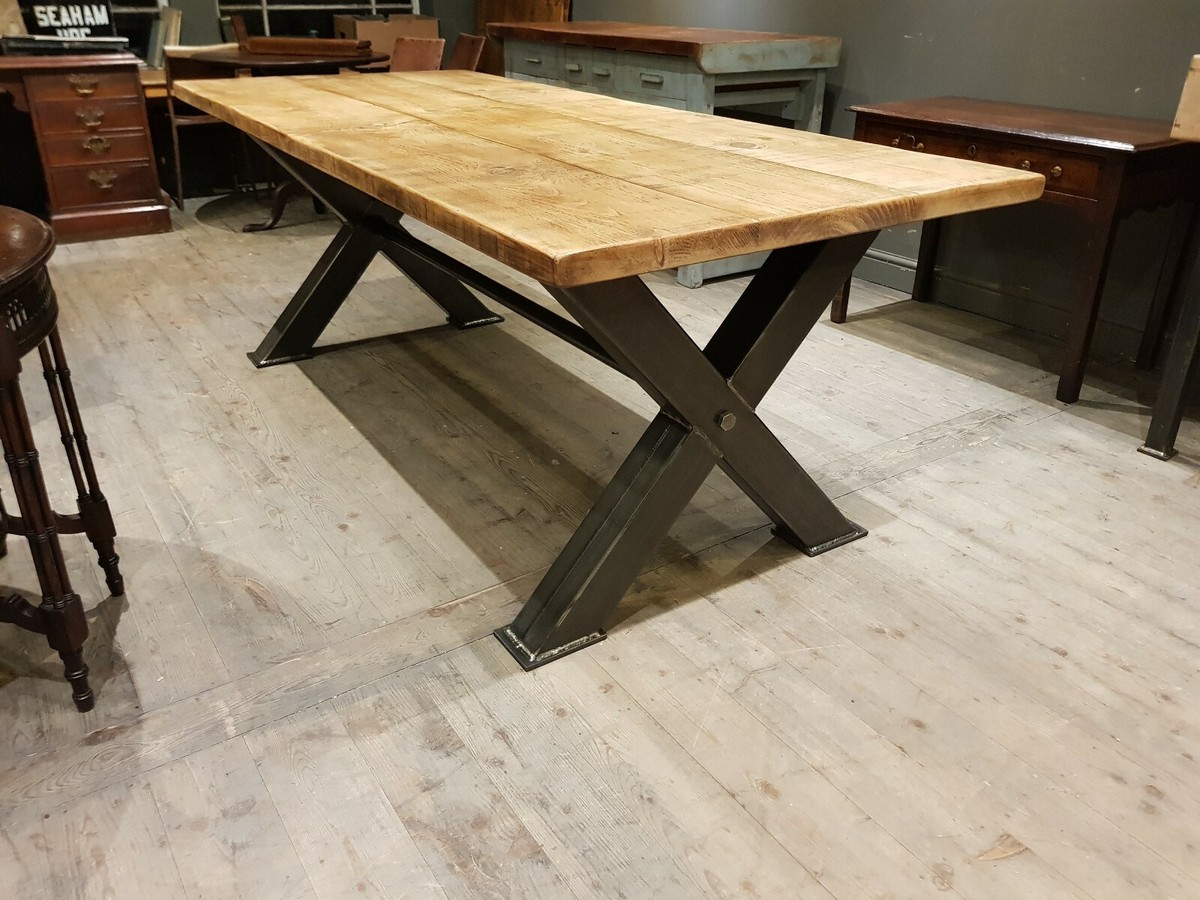 Industrial Reclaimed Wood Farm Table Industrial Dining Tables